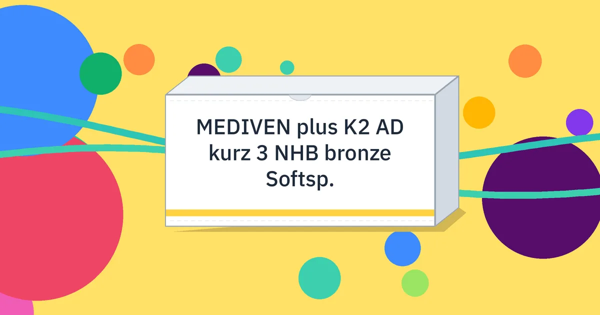 Symbolbild: Packung mit der Aufschrift MEDIVEN plus K2 AD kurz 3 NHB bronze Softsp. (PZN 15925672) – Verfügbarkeit und Bezug in Apotheken in Frankfurt am Main