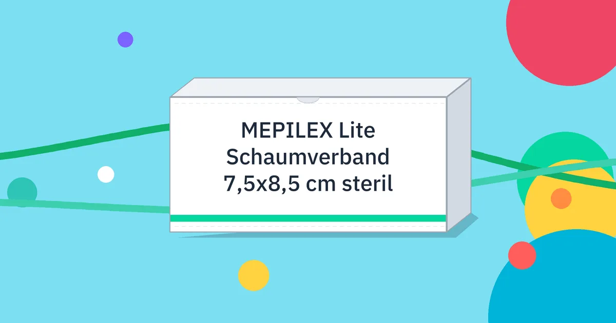 Symbolbild: Packung mit der Aufschrift MEPILEX Lite Schaumverband 7,5x8,5 cm steril (PZN 17434783) – Verfügbarkeit und Bezug in Apotheken in Frankfurt am Main