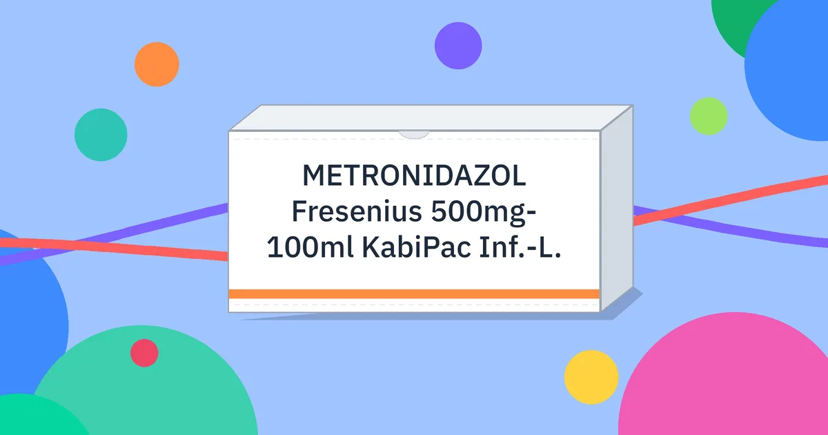 Symbolbild: Packung mit der Aufschrift METRONIDAZOL Fresenius 500mg-100ml KabiPac Inf.-L. (PZN 10132116) – Verfügbarkeit und Bezug in Apotheken in Frankfurt am Main