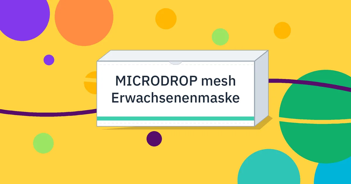 Symbolbild: Packung mit der Aufschrift MICRODROP mesh Erwachsenenmaske (PZN 13965087) – Verfügbarkeit und Bezug in Apotheken in Frankfurt am Main