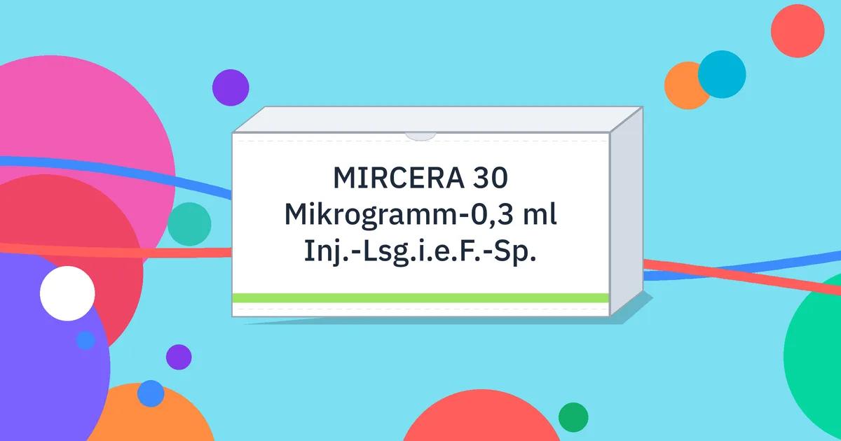 Symbolbild: Packung mit der Aufschrift MIRCERA 30 Mikrogramm-0,3 ml Inj.-Lsg.i.e.F.-Sp. (PZN 12456188) – Verfügbarkeit und Bezug in Apotheken in Frankfurt am Main