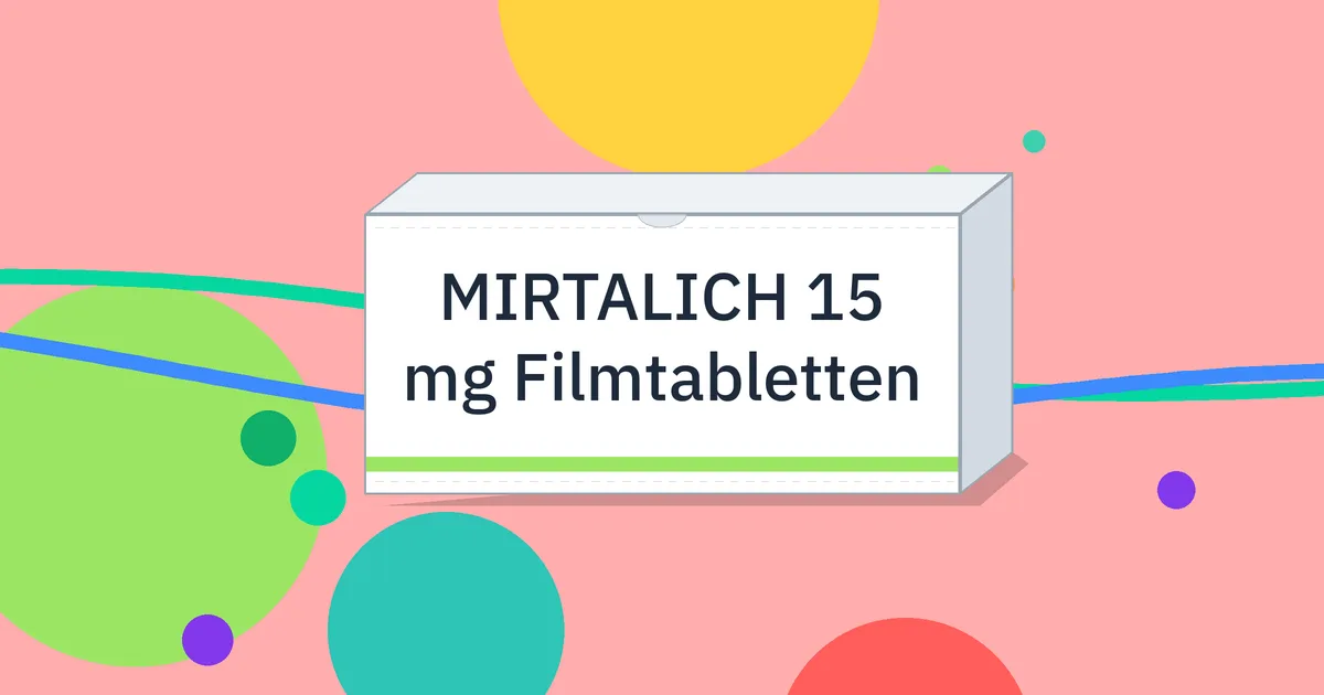 Symbolbild: Packung mit der Aufschrift MIRTALICH 15 mg Filmtabletten (PZN 05968456) – Verfügbarkeit und Bezug in Apotheken in Frankfurt am Main