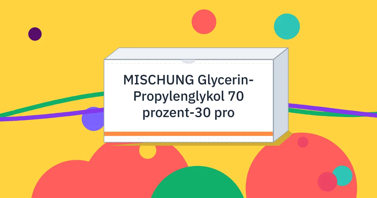 Symbolbild: Packung mit der Aufschrift MISCHUNG Glycerin-Propylenglykol 70 prozent-30 pro (PZN 17918334) – Verfügbarkeit und Bezug in Apotheken in Frankfurt am Main