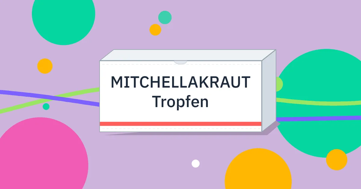Symbolbild: Packung mit der Aufschrift MITCHELLAKRAUT Tropfen (PZN 12495751) – Verfügbarkeit und Bezug in Apotheken in Frankfurt am Main