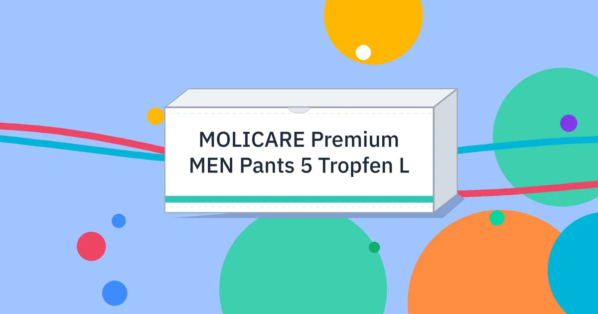 Symbolbild: Packung mit der Aufschrift MOLICARE Premium MEN Pants 5 Tropfen L (PZN 14022459) – Verfügbarkeit und Bezug in Apotheken in Frankfurt am Main
