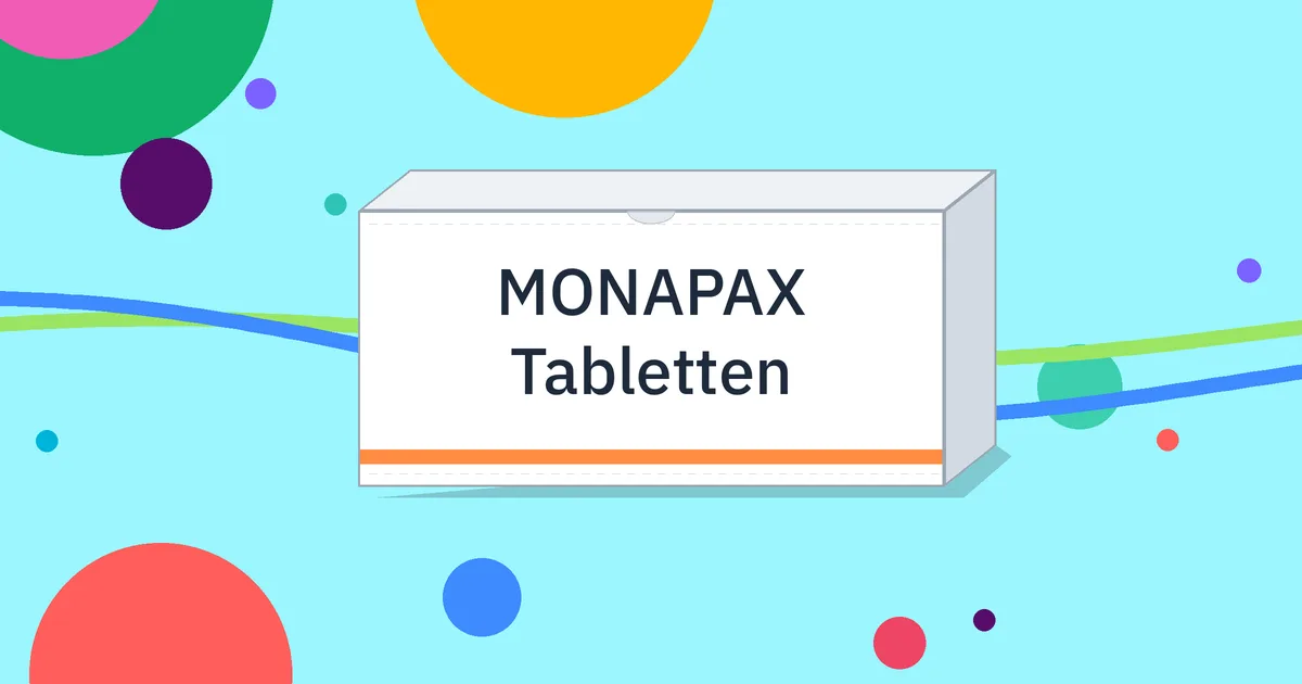 Symbolbild: Packung mit der Aufschrift MONAPAX Tabletten (PZN 19176440) – Verfügbarkeit und Bezug in Apotheken in Frankfurt am Main