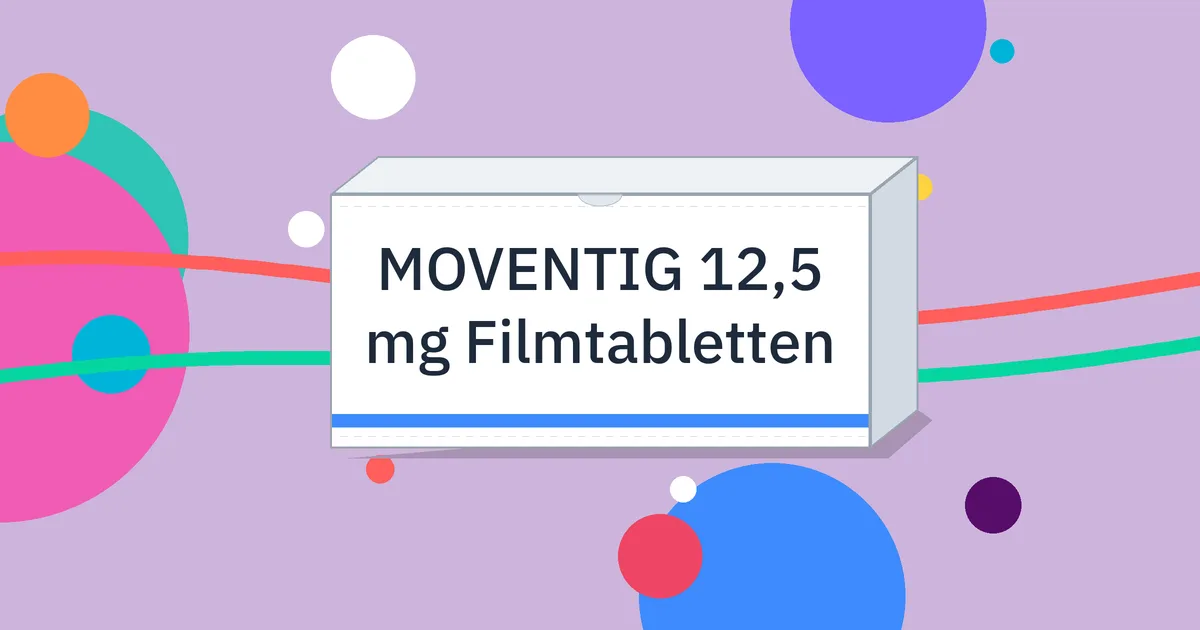 Symbolbild: Packung mit der Aufschrift MOVENTIG 12,5 mg Filmtabletten (PZN 18378377) – Verfügbarkeit und Bezug in Apotheken in Frankfurt am Main