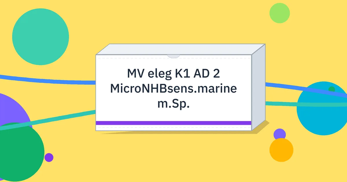 Symbolbild: Packung mit der Aufschrift MV eleg K1 AD 2 MicroNHBsens.marine m.Sp. (PZN 15670114) – Verfügbarkeit und Bezug in Apotheken in Frankfurt am Main