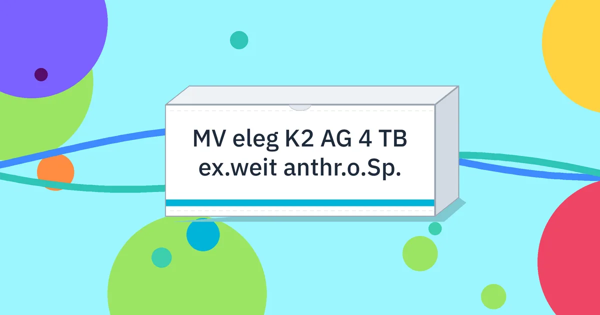Symbolbild: Packung mit der Aufschrift MV eleg K2 AG 4 TB ex.weit anthr.o.Sp. (PZN 09877377) – Verfügbarkeit und Bezug in Apotheken in Frankfurt am Main