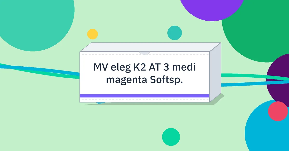 Symbolbild: Packung mit der Aufschrift MV eleg K2 AT 3 medi magenta Softsp. (PZN 14626051) – Verfügbarkeit und Bezug in Apotheken in Frankfurt am Main