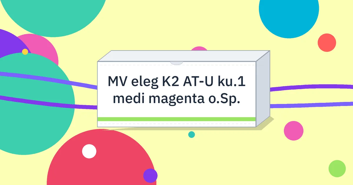 Symbolbild: Packung mit der Aufschrift MV eleg K2 AT-U ku.1 medi magenta o.Sp. (PZN 15291753) – Verfügbarkeit und Bezug in Apotheken in Frankfurt am Main
