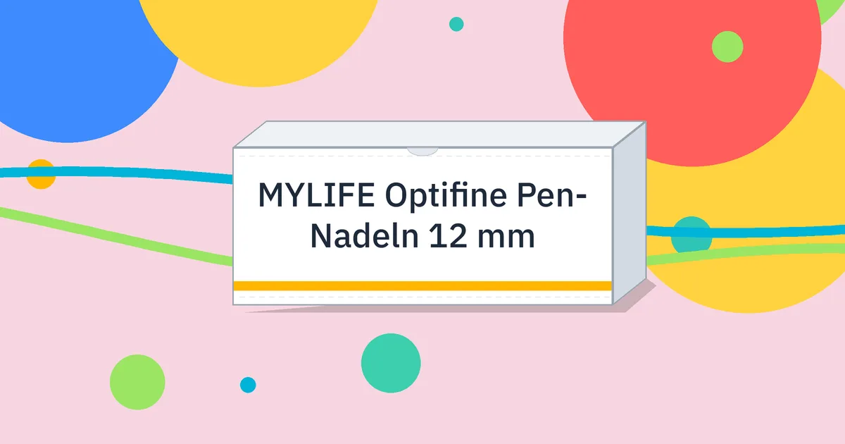 Symbolbild: Packung mit der Aufschrift MYLIFE Optifine Pen-Nadeln 12 mm (PZN 20096947) – Verfügbarkeit und Bezug in Apotheken in Frankfurt am Main