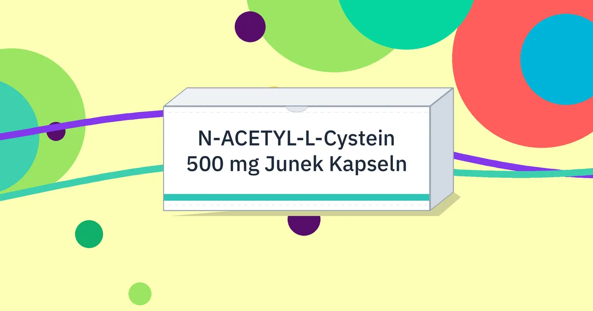 Symbolbild: Packung mit der Aufschrift N-ACETYL-L-Cystein 500 mg Junek Kapseln (PZN 04738530) – Verfügbarkeit und Bezug in Apotheken in Frankfurt am Main