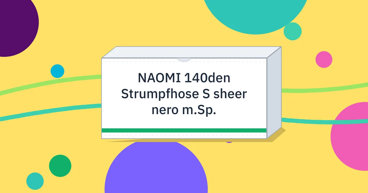 Symbolbild: Packung mit der Aufschrift NAOMI 140den Strumpfhose S sheer nero m.Sp. (PZN 16177887) – Verfügbarkeit und Bezug in Apotheken in Frankfurt am Main