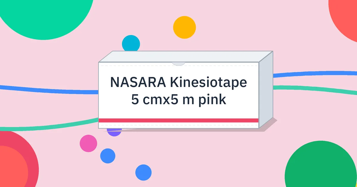 Symbolbild: Packung mit der Aufschrift NASARA Kinesiotape 5 cmx5 m pink (PZN 02648260) – Verfügbarkeit und Bezug in Apotheken in Frankfurt am Main