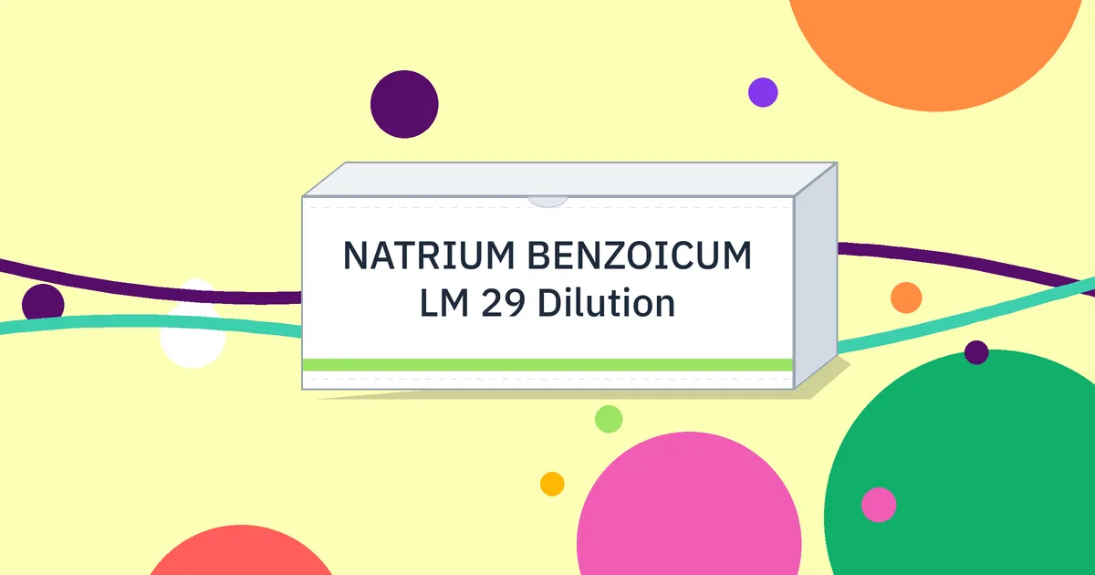 Symbolbild: Packung mit der Aufschrift NATRIUM BENZOICUM LM 29 Dilution (PZN 12960018) – Verfügbarkeit und Bezug in Apotheken in Frankfurt am Main