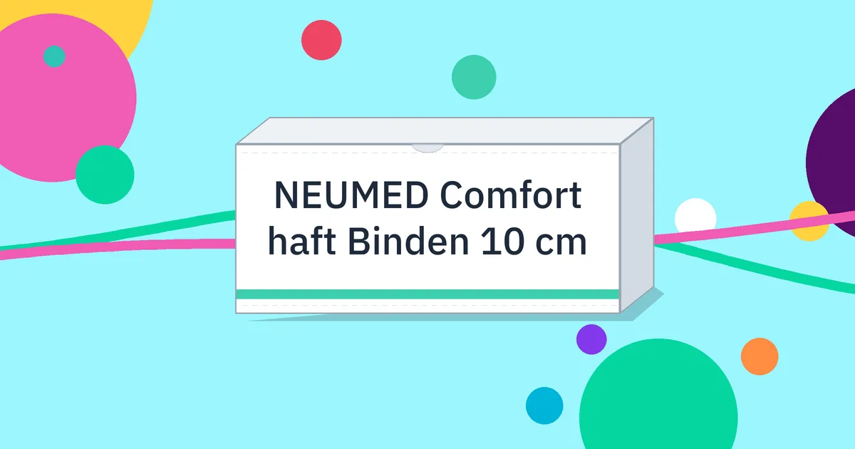 Symbolbild: Packung mit der Aufschrift NEUMED Comfort haft Binden 10 cm (PZN 00802900) – Verfügbarkeit und Bezug in Apotheken in Frankfurt am Main