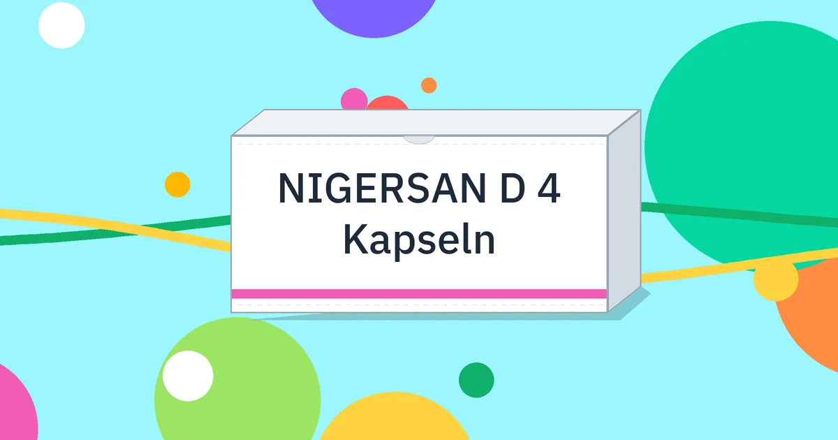 Symbolbild: Packung mit der Aufschrift NIGERSAN D 4 Kapseln (PZN 04383216) – Verfügbarkeit und Bezug in Apotheken in Frankfurt am Main