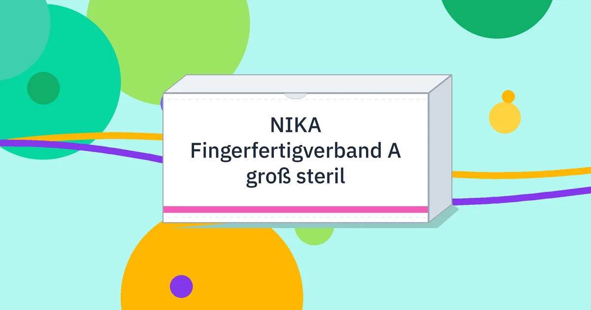 Symbolbild: Packung mit der Aufschrift NIKA Fingerfertigverband A groß steril (PZN 19529217) – Verfügbarkeit und Bezug in Apotheken in Frankfurt am Main