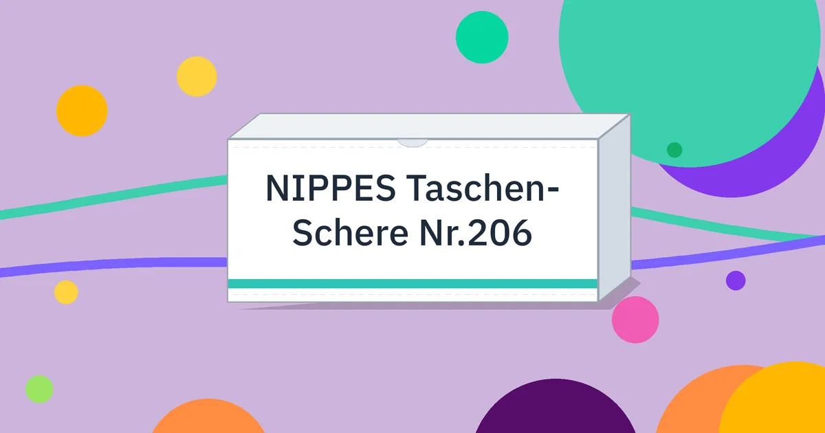 Symbolbild: Packung mit der Aufschrift NIPPES Taschen-Schere Nr.206 (PZN 07614975) – Verfügbarkeit und Bezug in Apotheken in Frankfurt am Main