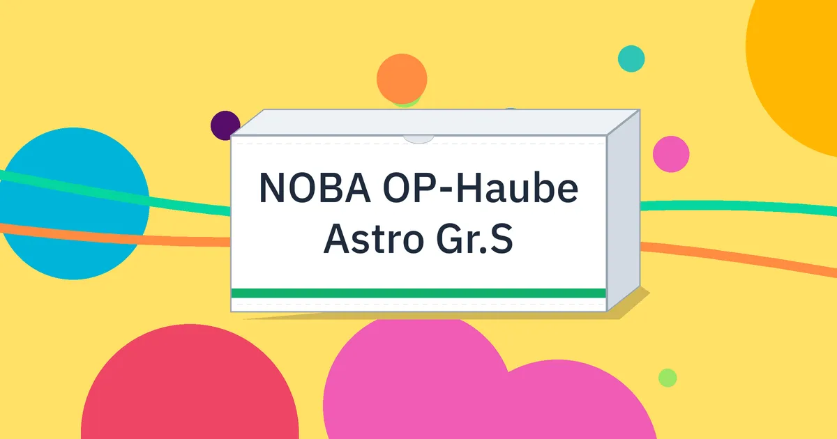 Symbolbild: Packung mit der Aufschrift NOBA OP-Haube Astro Gr.S (PZN 11183676) – Verfügbarkeit und Bezug in Apotheken in Frankfurt am Main