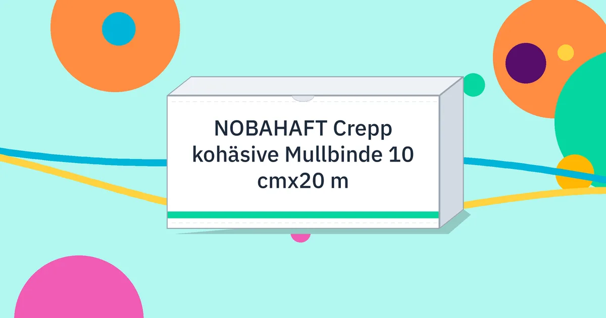 Symbolbild: Packung mit der Aufschrift NOBAHAFT Crepp kohäsive Mullbinde 10 cmx20 m (PZN 07096405) – Verfügbarkeit und Bezug in Apotheken in Frankfurt am Main