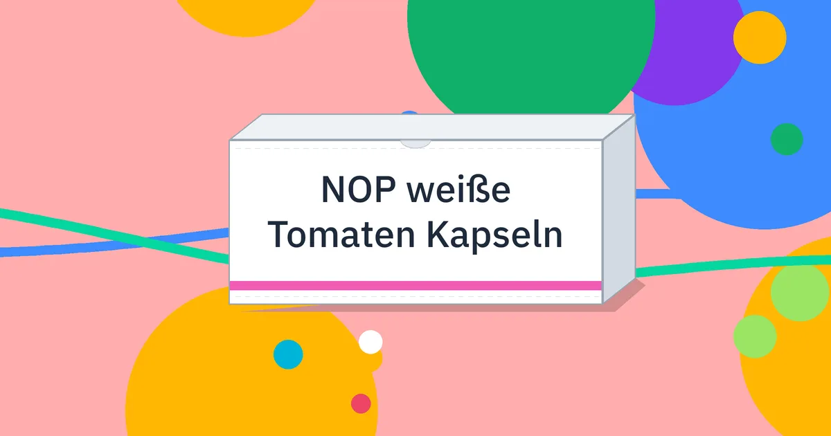 Symbolbild: Packung mit der Aufschrift NOP weiße Tomaten Kapseln (PZN 20192214) – Verfügbarkeit und Bezug in Apotheken in Frankfurt am Main