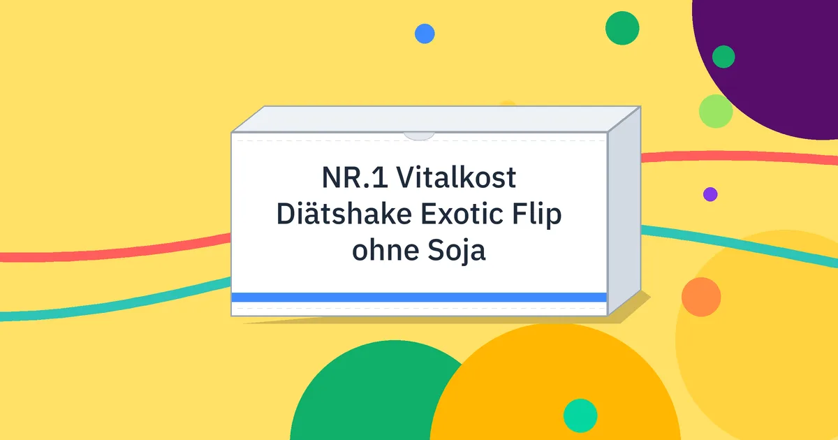 Symbolbild: Packung mit der Aufschrift NR.1 Vitalkost Diätshake Exotic Flip ohne Soja (PZN 12529987) – Verfügbarkeit und Bezug in Apotheken in Frankfurt am Main