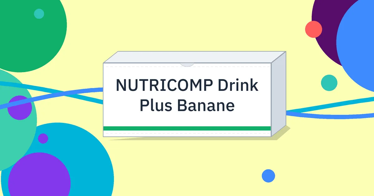 Symbolbild: Packung mit der Aufschrift NUTRICOMP Drink Plus Banane (PZN 11128542) – Verfügbarkeit und Bezug in Apotheken in Frankfurt am Main