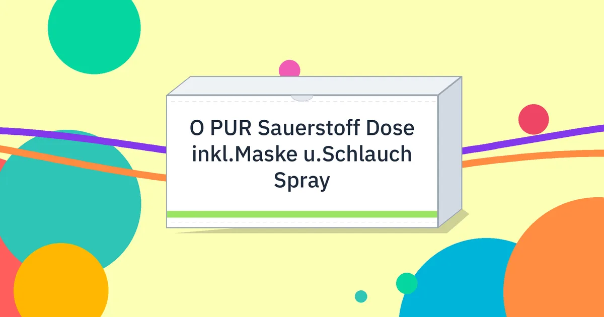 Symbolbild: Packung mit der Aufschrift O PUR Sauerstoff Dose inkl.Maske u.Schlauch Spray (PZN 20413939) – Verfügbarkeit und Bezug in Apotheken in Frankfurt am Main