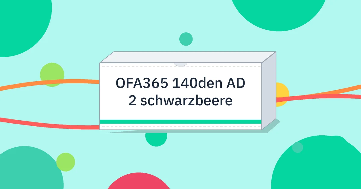 Symbolbild: Packung mit der Aufschrift OFA365 140den AD 2 schwarzbeere (PZN 16722764) – Verfügbarkeit und Bezug in Apotheken in Frankfurt am Main