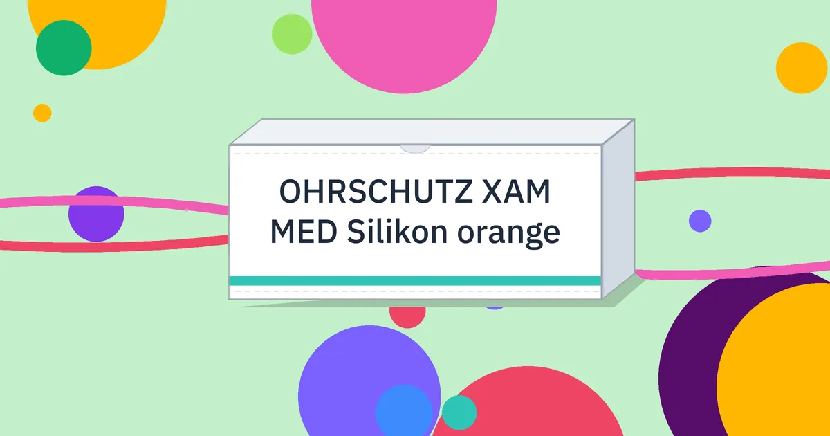 Symbolbild: Packung mit der Aufschrift OHRSCHUTZ XAM MED Silikon orange (PZN 19786434) – Verfügbarkeit und Bezug in Apotheken in Frankfurt am Main