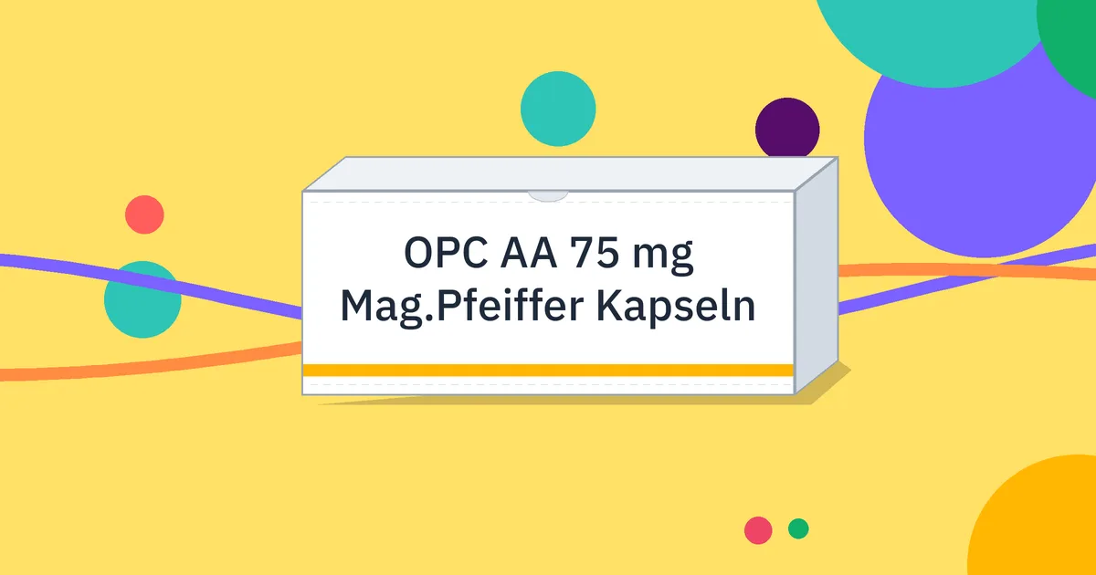 Symbolbild: Packung mit der Aufschrift OPC AA 75 mg Mag.Pfeiffer Kapseln (PZN 01857932) – Verfügbarkeit und Bezug in Apotheken in Frankfurt am Main