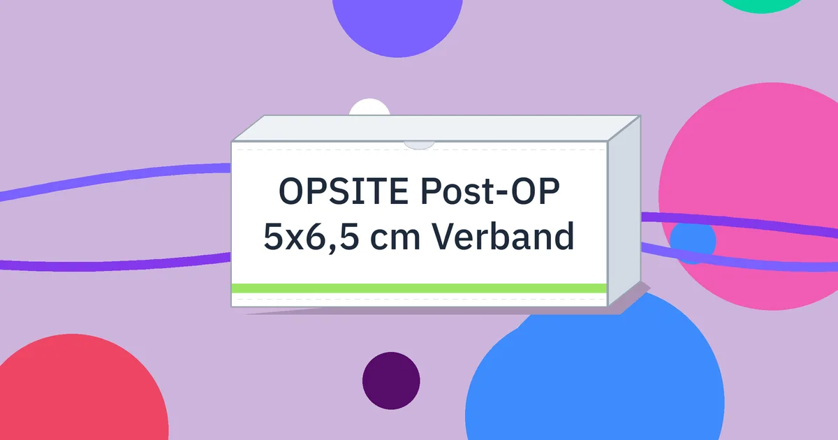 Symbolbild: Packung mit der Aufschrift OPSITE Post-OP 5x6,5 cm Verband (PZN 20284100) – Verfügbarkeit und Bezug in Apotheken in Frankfurt am Main