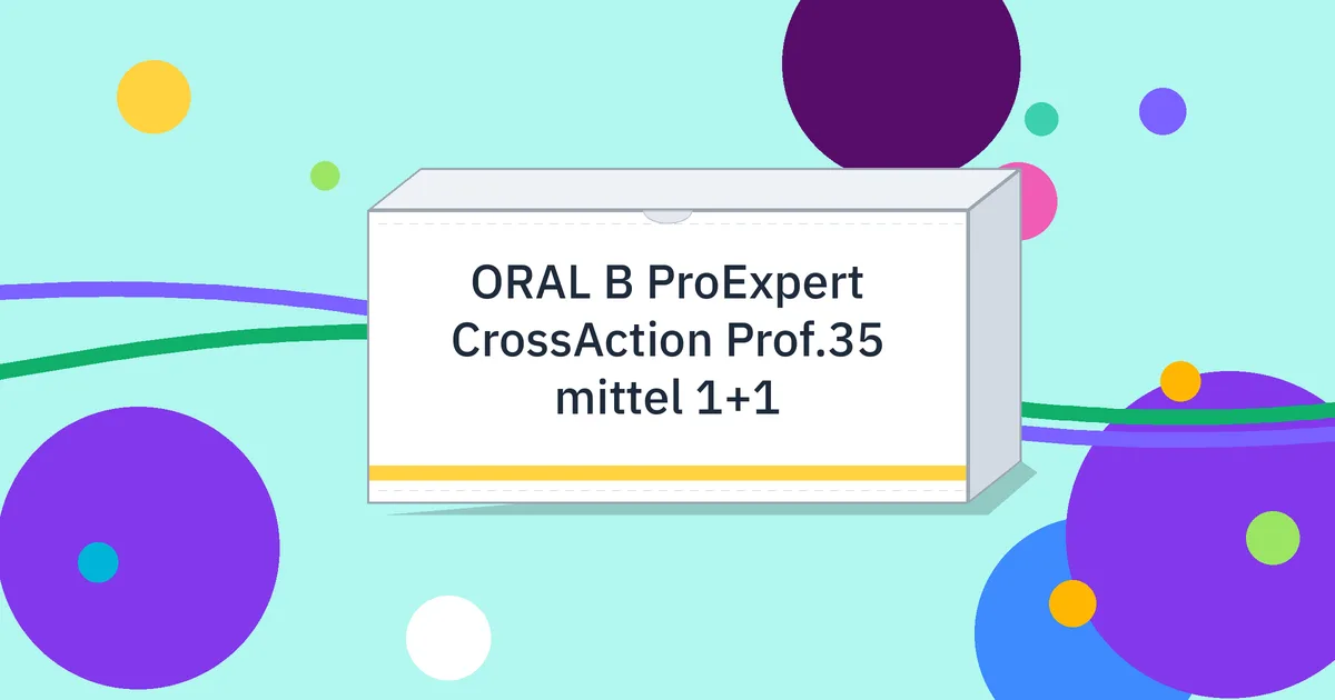 Symbolbild: Packung mit der Aufschrift ORAL B ProExpert CrossAction Prof.35 mittel 1+1 (PZN 01333175) – Verfügbarkeit und Bezug in Apotheken in Frankfurt am Main