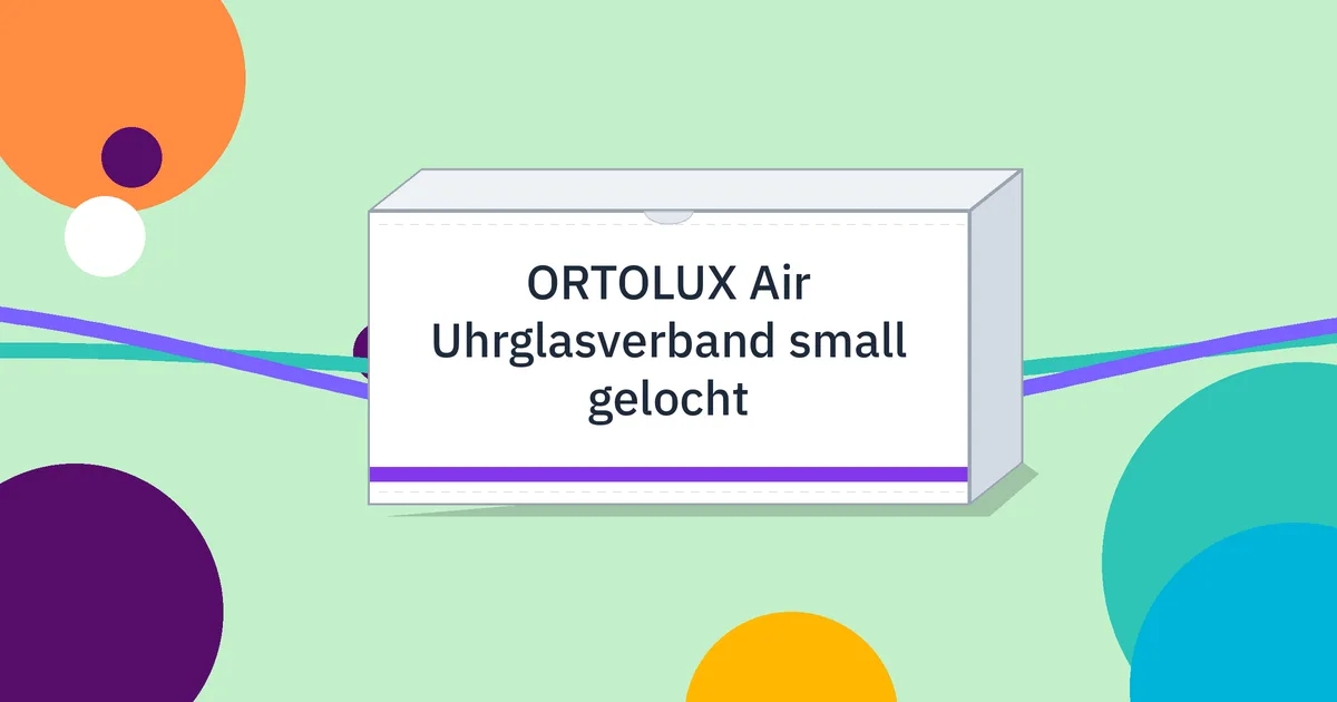 Symbolbild: Packung mit der Aufschrift ORTOLUX Air Uhrglasverband small gelocht (PZN 02246165) – Verfügbarkeit und Bezug in Apotheken in Frankfurt am Main