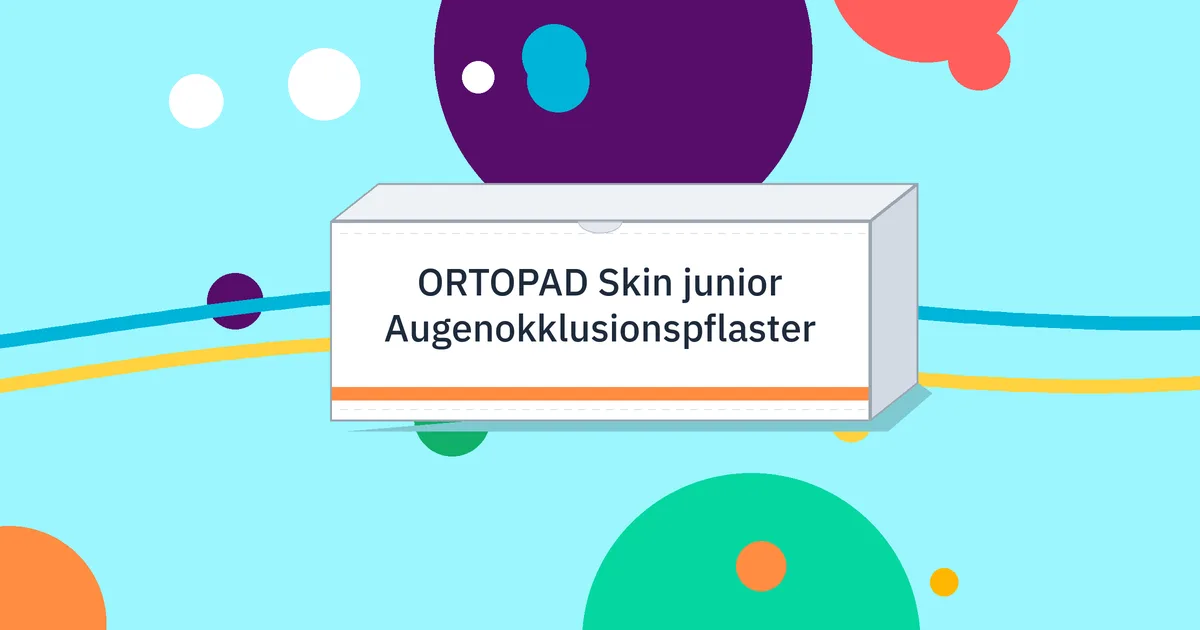 Symbolbild: Packung mit der Aufschrift ORTOPAD Skin junior Augenokklusionspflaster (PZN 00612051) – Verfügbarkeit und Bezug in Apotheken in Frankfurt am Main