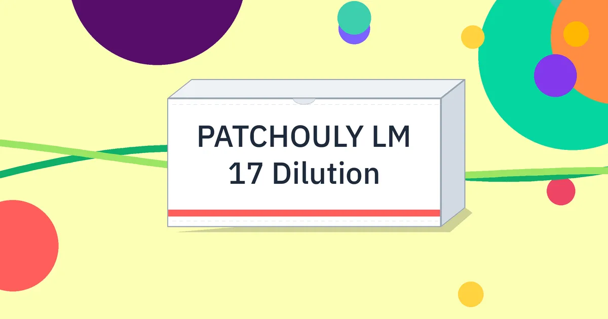 Symbolbild: Packung mit der Aufschrift PATCHOULY LM 17 Dilution (PZN 13632842) – Verfügbarkeit und Bezug in Apotheken in Frankfurt am Main