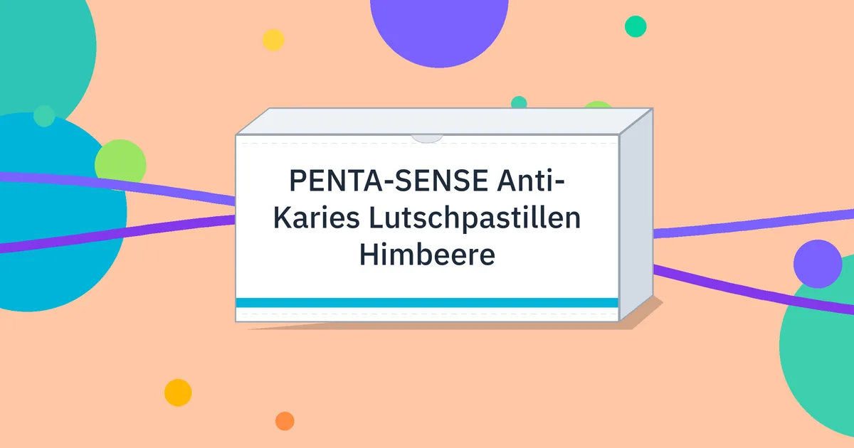 Symbolbild: Packung mit der Aufschrift PENTA-SENSE Anti-Karies Lutschpastillen Himbeere (PZN 17872187) – Verfügbarkeit und Bezug in Apotheken in Frankfurt am Main