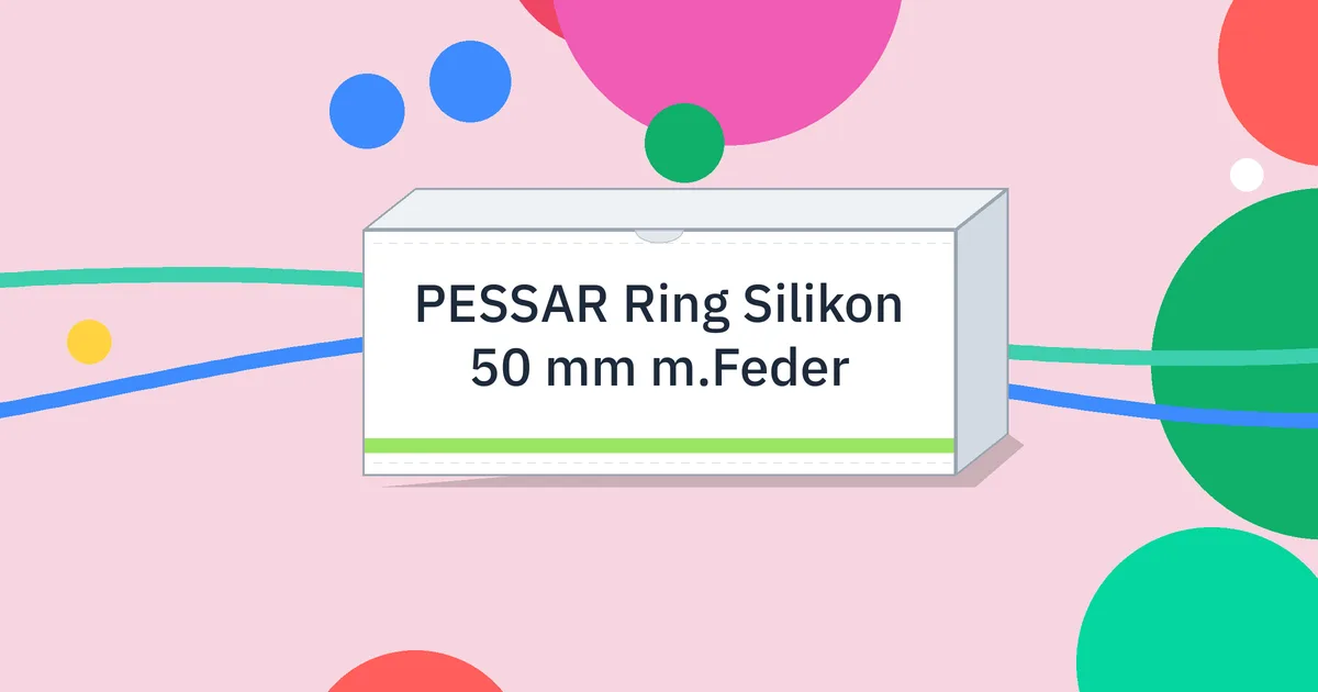 Symbolbild: Packung mit der Aufschrift PESSAR Ring Silikon 50 mm m.Feder (PZN 01734342) – Verfügbarkeit und Bezug in Apotheken in Frankfurt am Main
