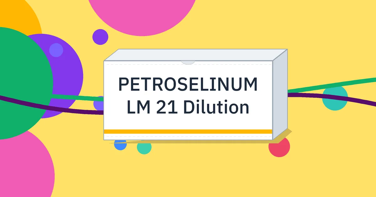 Symbolbild: Packung mit der Aufschrift PETROSELINUM LM 21 Dilution (PZN 13636113) – Verfügbarkeit und Bezug in Apotheken in Frankfurt am Main