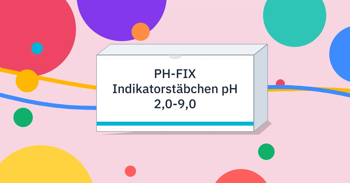 Symbolbild: Packung mit der Aufschrift PH-FIX Indikatorstäbchen pH 2,0-9,0 (PZN 11886768) – Verfügbarkeit und Bezug in Apotheken in Frankfurt am Main