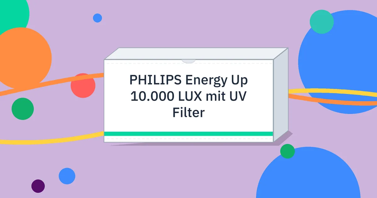 Symbolbild: Packung mit der Aufschrift PHILIPS Energy Up 10.000 LUX mit UV Filter (PZN 10215003) – Verfügbarkeit und Bezug in Apotheken in Frankfurt am Main