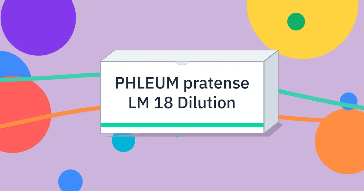 Symbolbild: Packung mit der Aufschrift PHLEUM pratense LM 18 Dilution (PZN 13638879) – Verfügbarkeit und Bezug in Apotheken in Frankfurt am Main