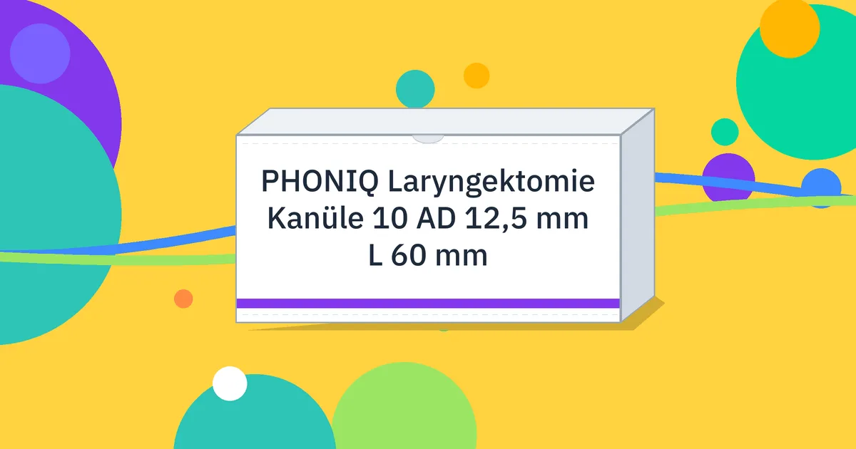 Symbolbild: Packung mit der Aufschrift PHONIQ Laryngektomie Kanüle 10 AD 12,5 mm L 60 mm (PZN 17381762) – Verfügbarkeit und Bezug in Apotheken in Frankfurt am Main
