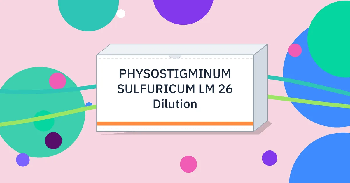 Symbolbild: Packung mit der Aufschrift PHYSOSTIGMINUM SULFURICUM LM 26 Dilution (PZN 13640356) – Verfügbarkeit und Bezug in Apotheken in Frankfurt am Main