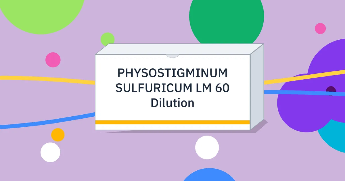 Symbolbild: Packung mit der Aufschrift PHYSOSTIGMINUM SULFURICUM LM 60 Dilution (PZN 13640468) – Verfügbarkeit und Bezug in Apotheken in Frankfurt am Main