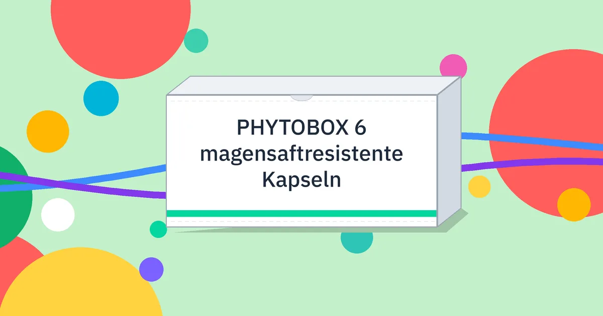 Symbolbild: Packung mit der Aufschrift PHYTOBOX 6 magensaftresistente Kapseln (PZN 19108668) – Verfügbarkeit und Bezug in Apotheken in Frankfurt am Main