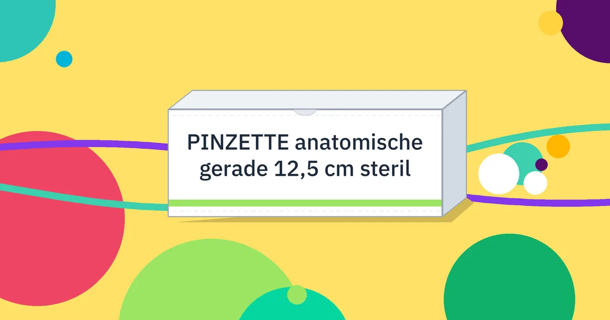 Symbolbild: Packung mit der Aufschrift PINZETTE anatomische gerade 12,5 cm steril (PZN 12199515) – Verfügbarkeit und Bezug in Apotheken in Frankfurt am Main