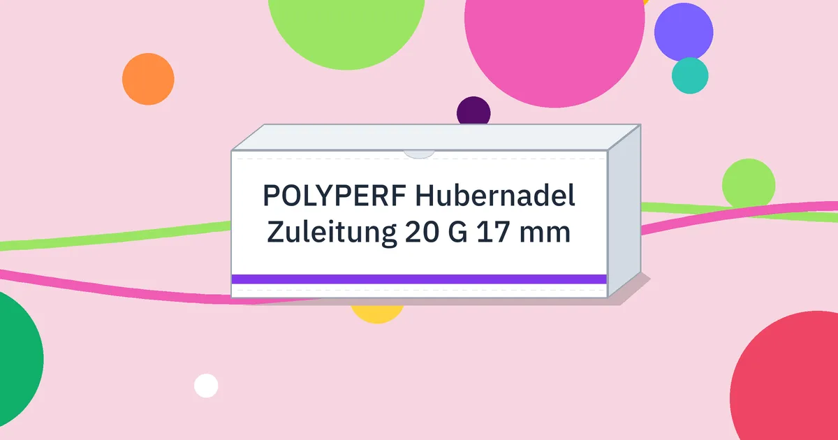 Symbolbild: Packung mit der Aufschrift POLYPERF Hubernadel Zuleitung 20 G 17 mm (PZN 14322285) – Verfügbarkeit und Bezug in Apotheken in Frankfurt am Main